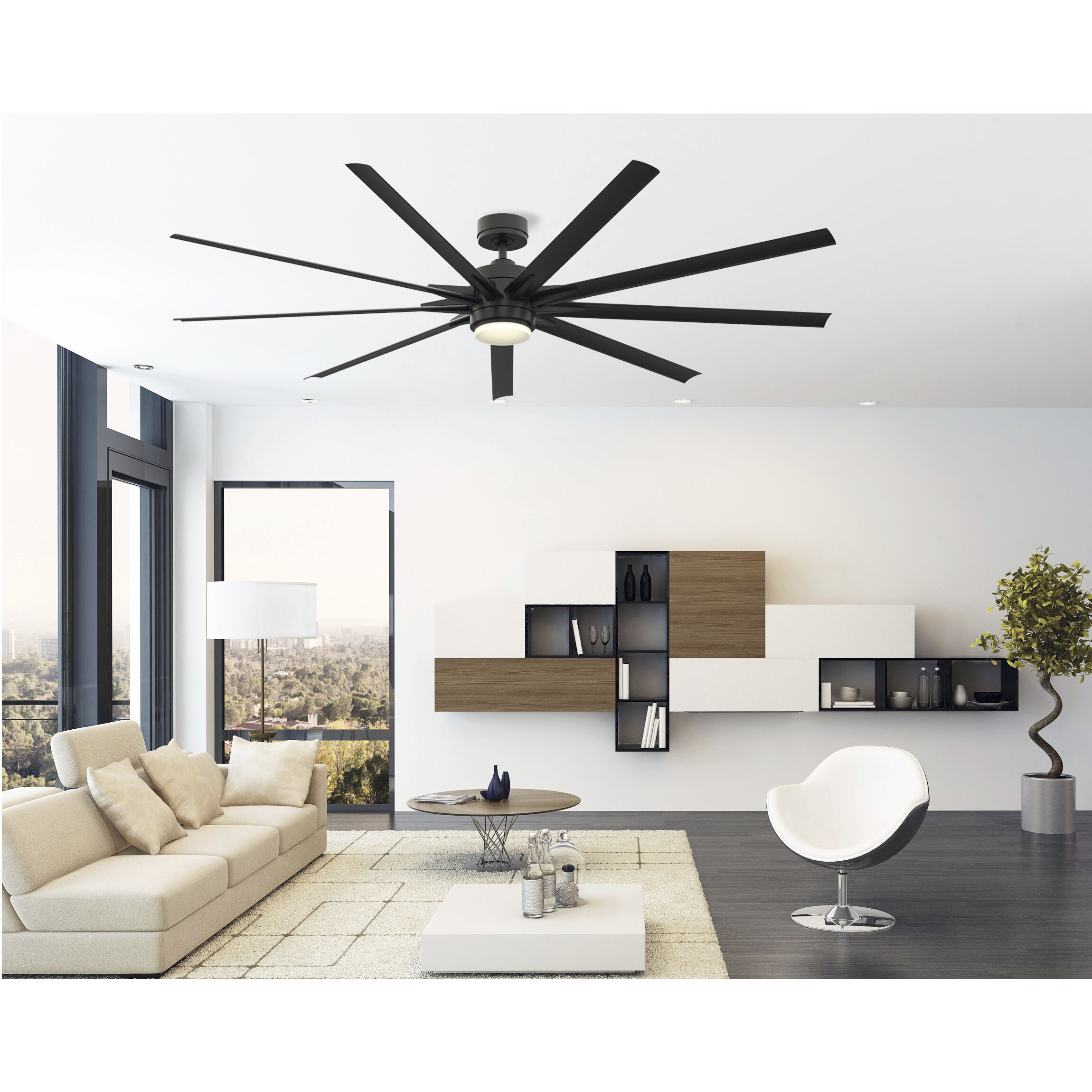 Fanimation FPD8159BLW Odyn 84 84 inch Black Indoor/Outdoor Ceiling Fan